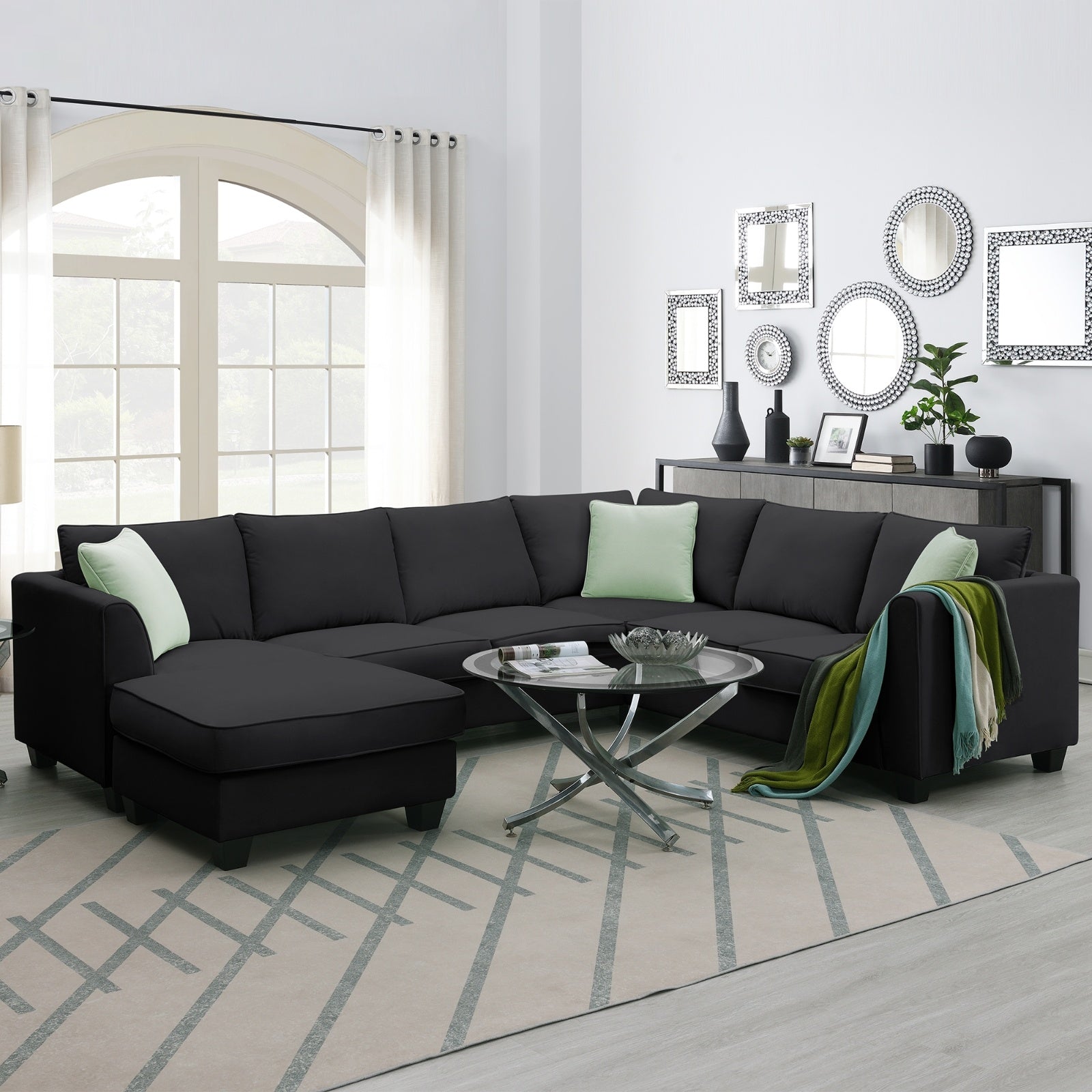 112 87 Sectional Sofa Couches, 7 Seats Modular Living Room Sets – Foldifoam